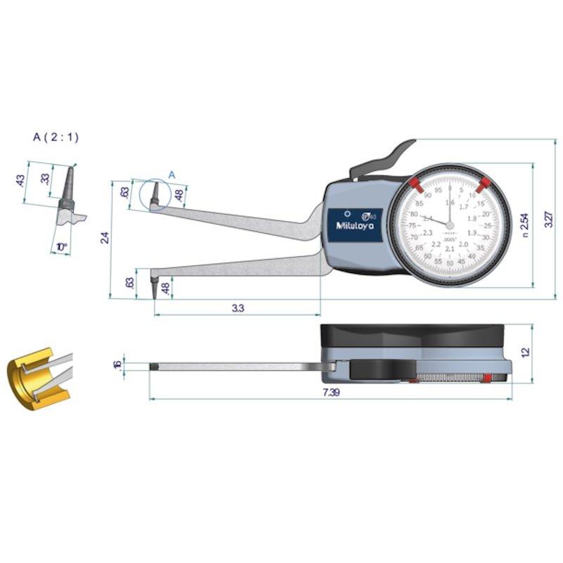 Mitutoyo Internal Dial Caliper 1.6-2.4" 0.0005" 209-356 – Machine-DRO