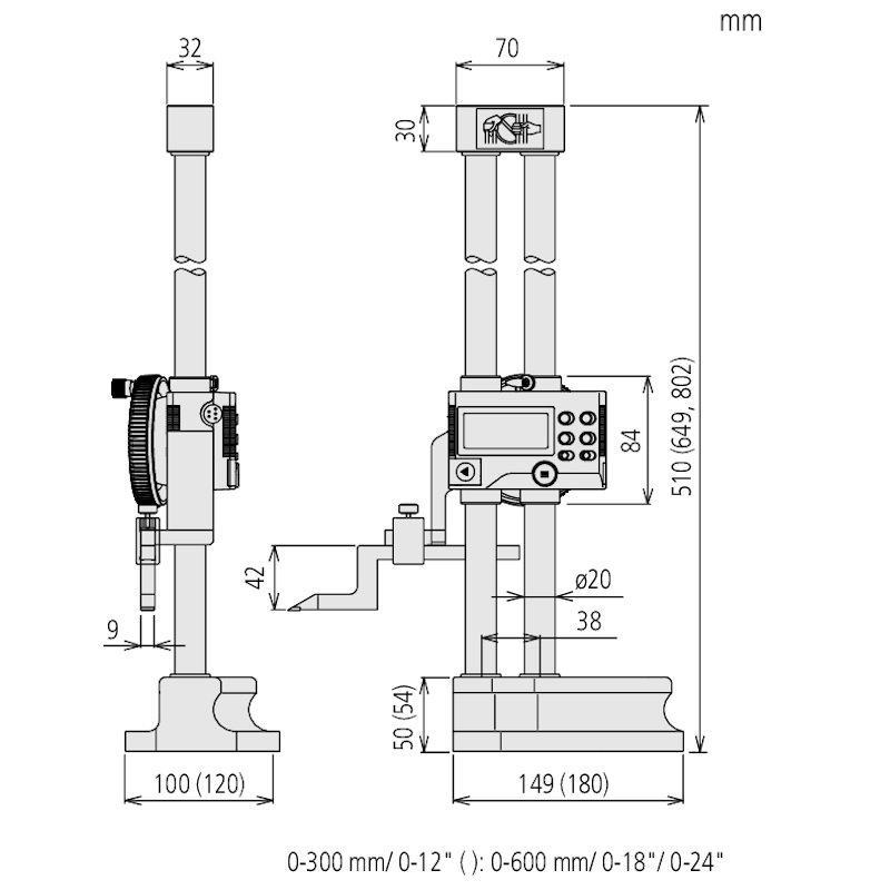 Mitutoyo Digital Height Gauge Double Column 0-24"/600mm Probe Connecto ...