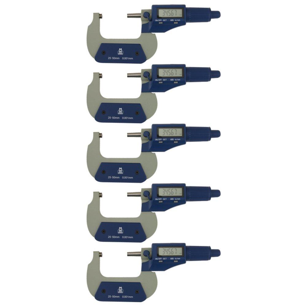 Pack of 5 25-50mm (1-2") Value Line Digital External Micrometer Moore ...